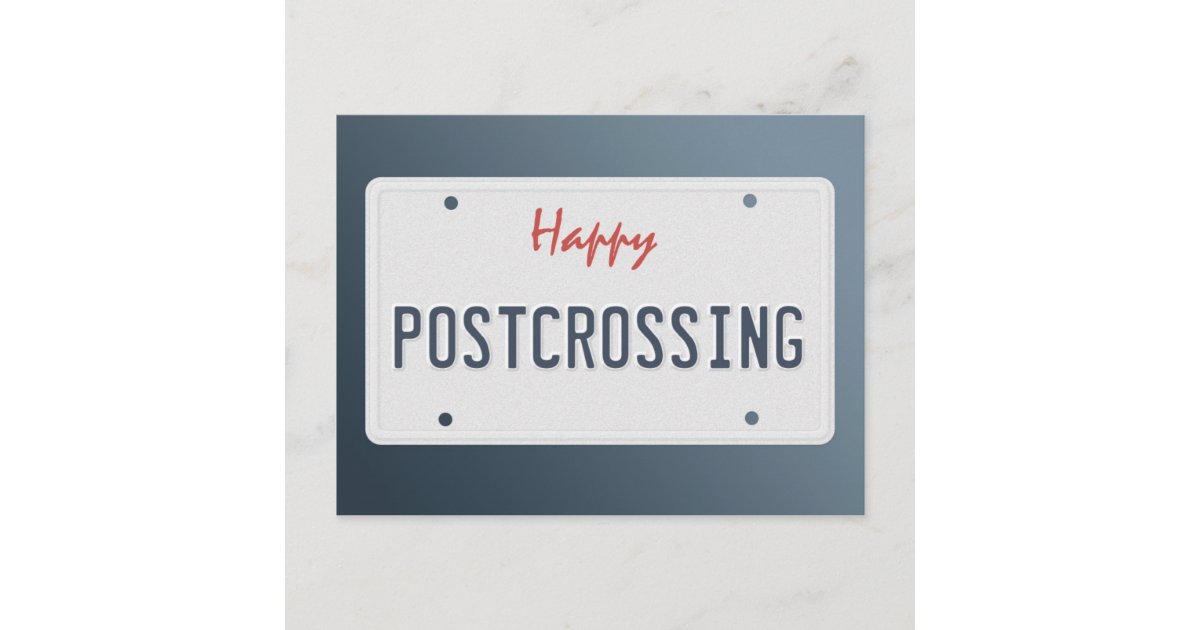Postcard "Happy Postcrossing License Plate" | Zazzle