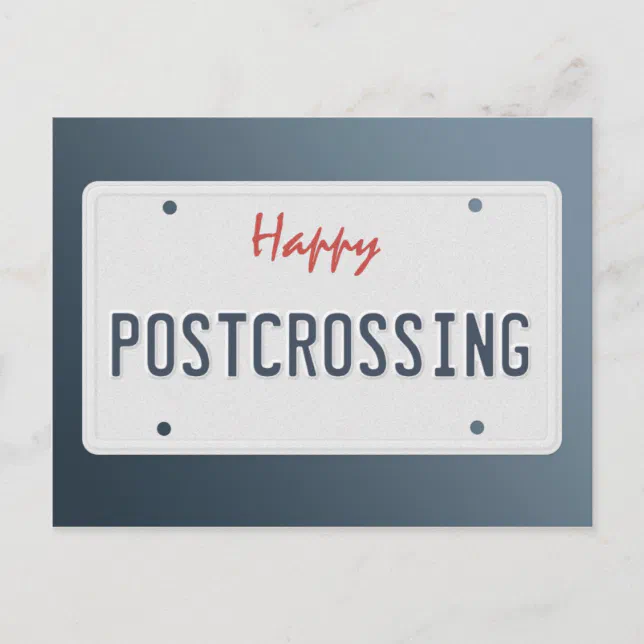Postcard "Happy Postcrossing License Plate" | Zazzle