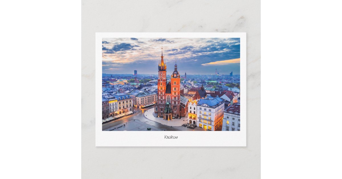 Postcard Krakow night in Poland | Zazzle