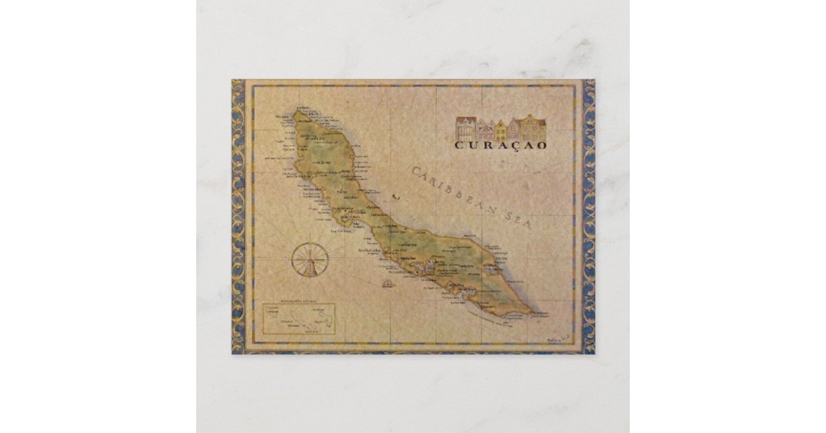 Postcard Map of Curacao | Zazzle