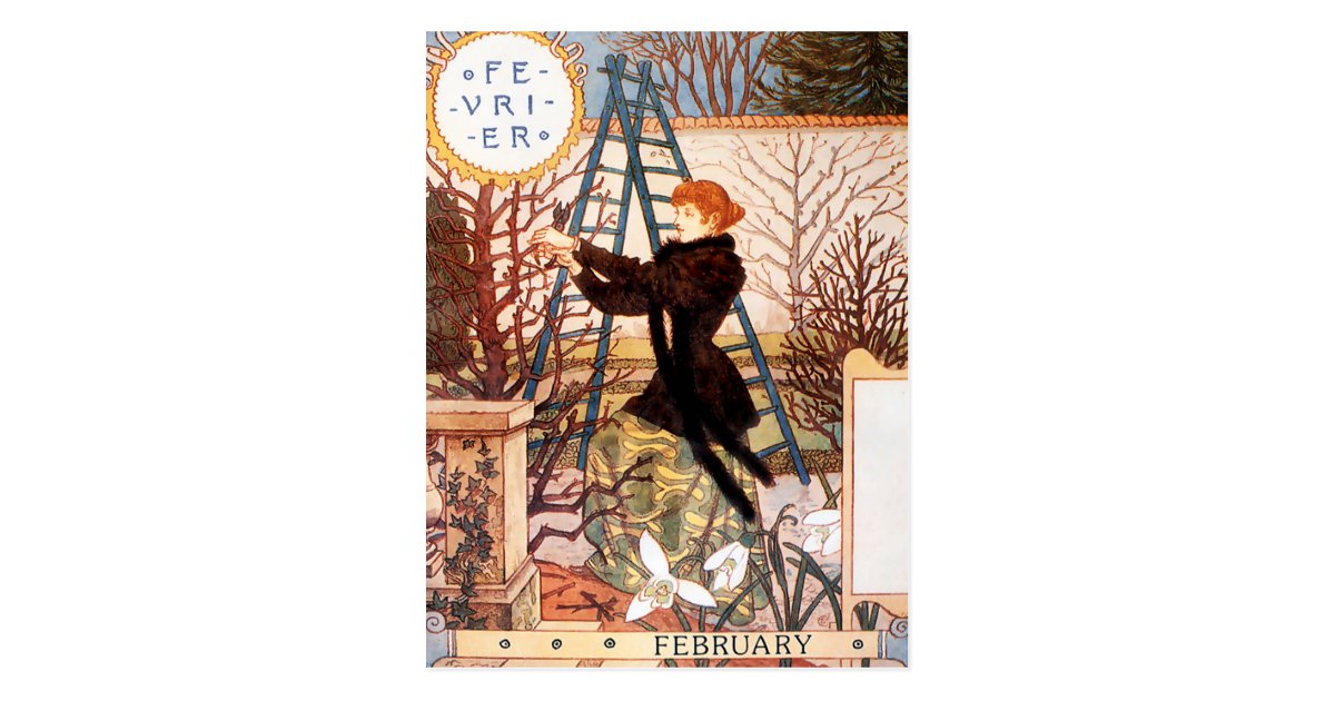 Postcard: Month of February - Février Postcard | Zazzle.com