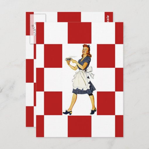 Postcard Retro checkers Squares Diner Tile Look | Zazzle