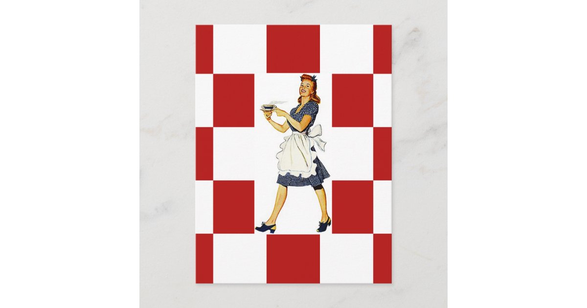 Postcard Retro checkers Squares Diner Tile Look | Zazzle