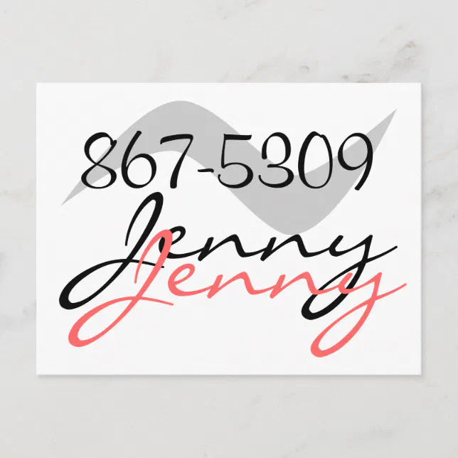 Postcard Retro Jenny 867-5309 for a good time call | Zazzle
