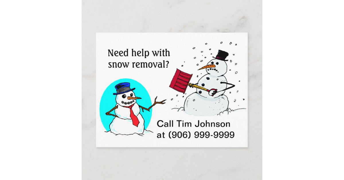 Postcard snow removal business promotion client PC | Zazzle