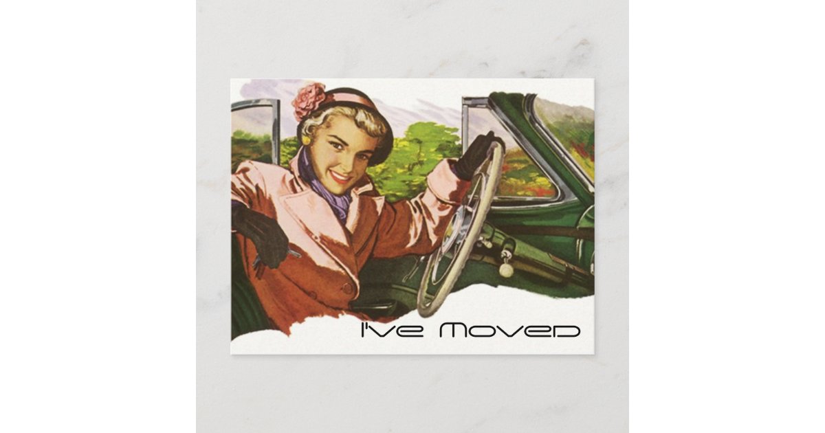 Postcard Vintage Retro Fun I've Moved New Address | Zazzle