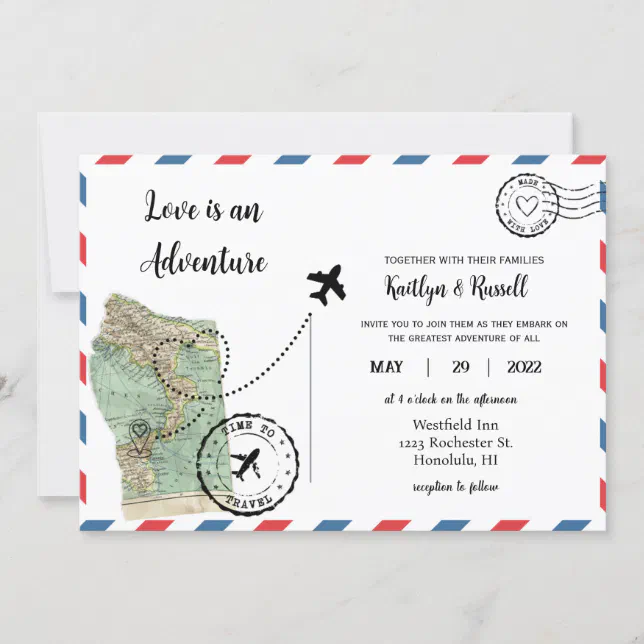 Postcard Wedding Invitation- Destination Wedding | Zazzle
