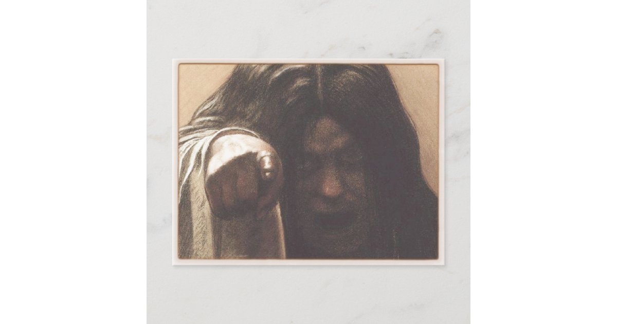 Postcard with Creepy Girl Pointing Finger | Zazzle