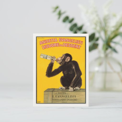 Postcard with Drinking Monkey Poster | Zazzle