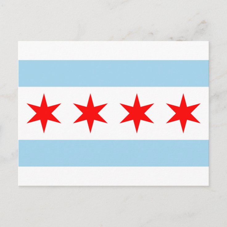 Postcard with Flag of Chicago, Illinois State, USA | Zazzle