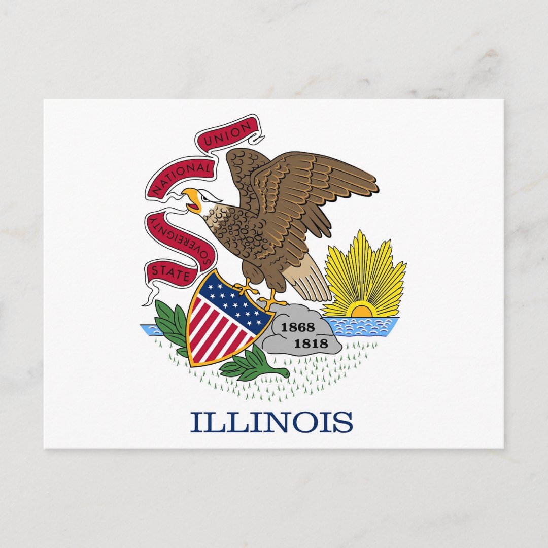 Postcard with Flag of Illinois State - USA | Zazzle