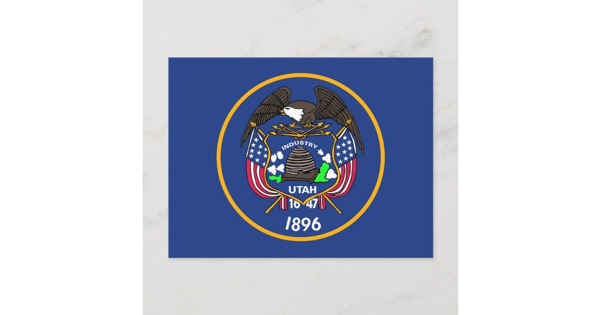 Postcard with Flag of Utah State - USA | Zazzle