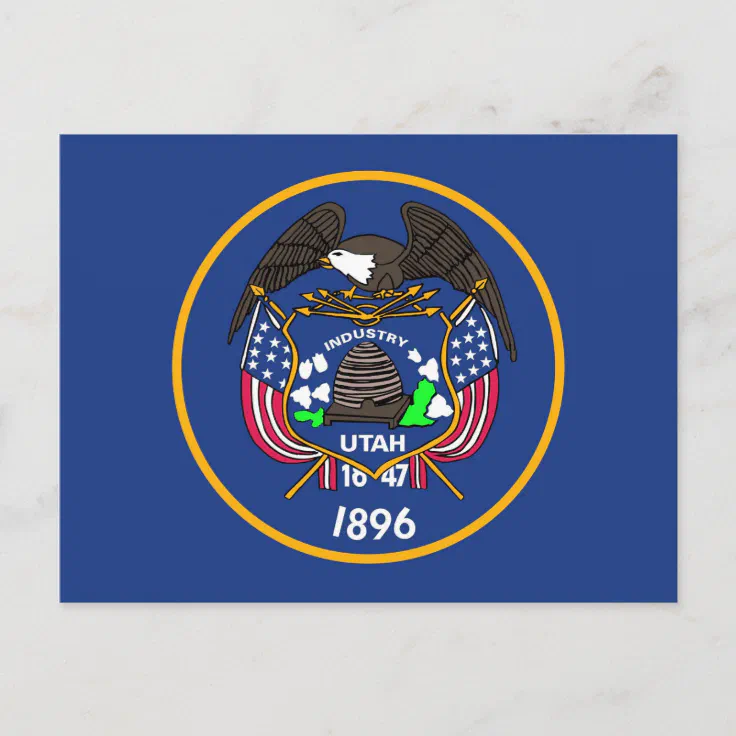 Postcard with Flag of Utah State - USA | Zazzle
