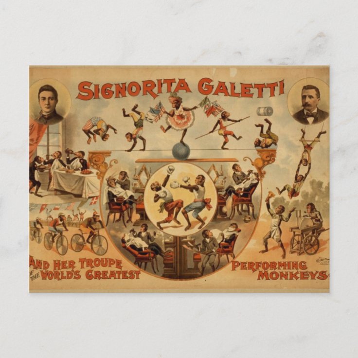 Postcard With Old Circus Poster | Zazzle