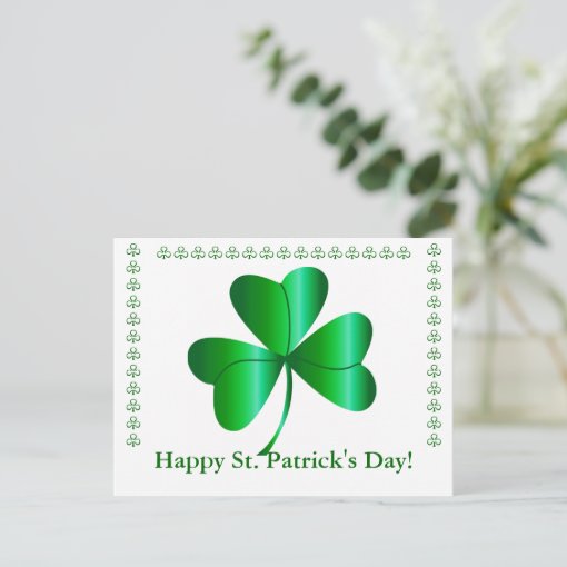 Postcard with Shamrock, St. Patrick's Day Greeting | Zazzle