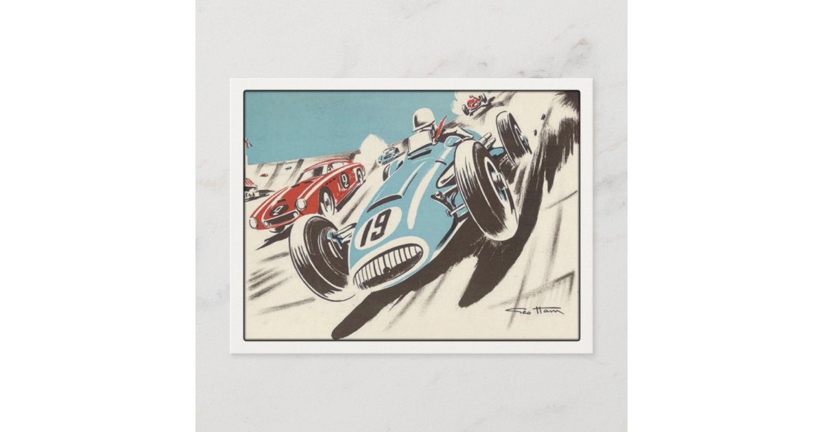 Postcard With Track Racing Poster Print | Zazzle