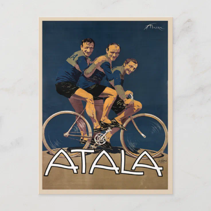 Postcard With Vintage Bicycle Poster Print | Zazzle