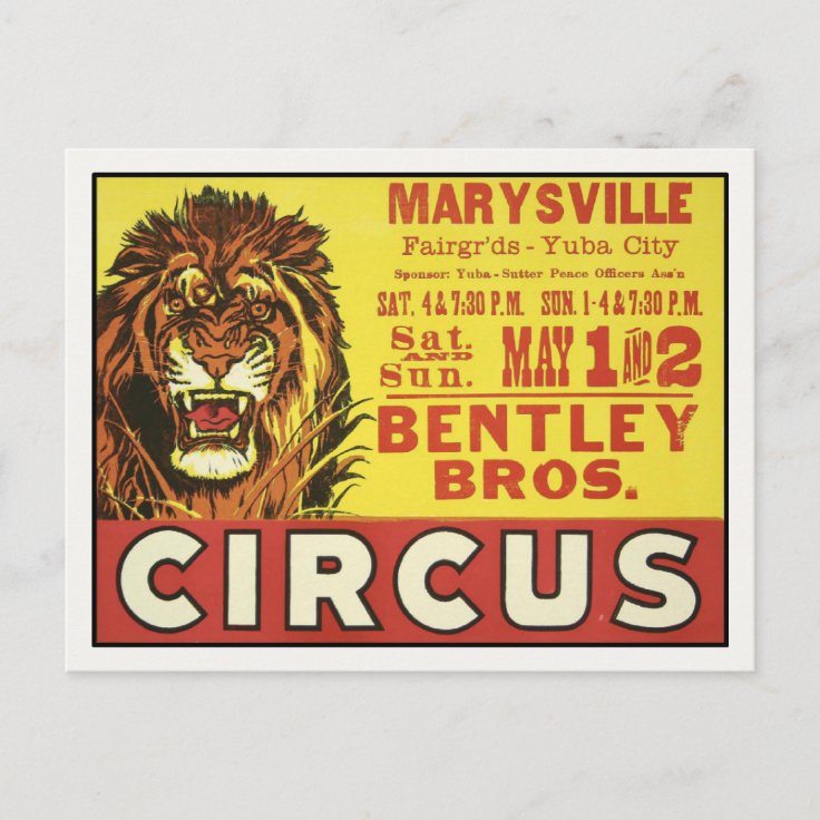 Postcard with Vintage Circus Poster | Zazzle