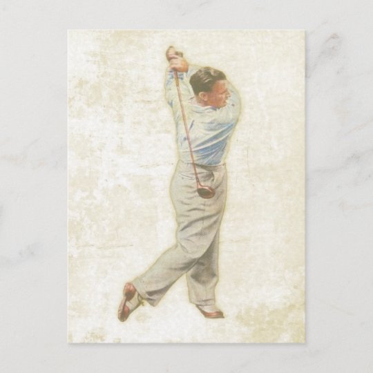 Postcard with Vintage Golf Player | Zazzle.com