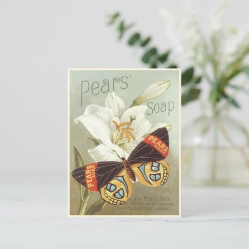 Postcard with Vintage Pears Soap Print | Zazzle