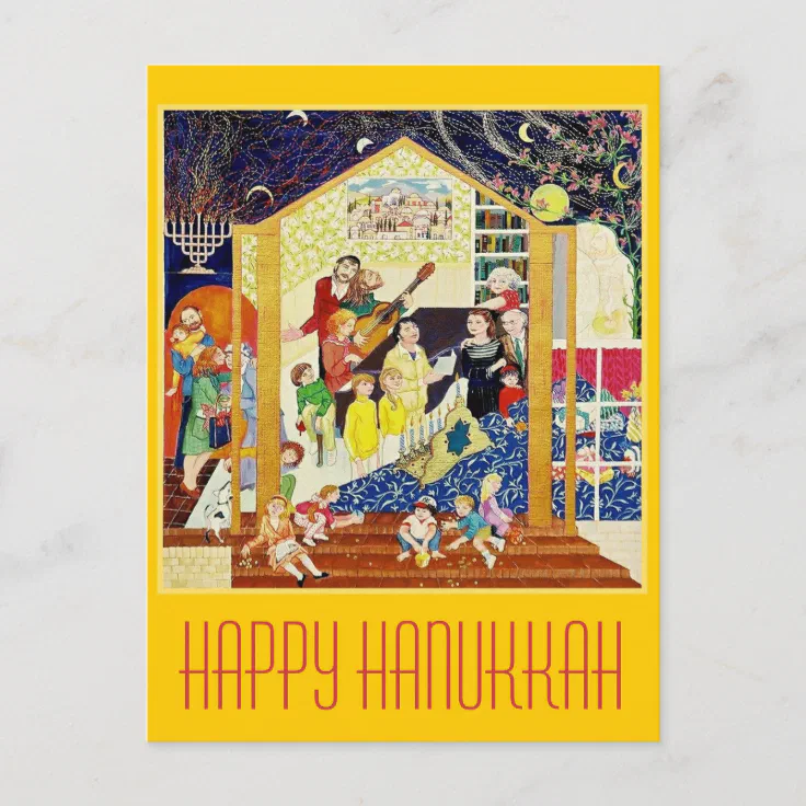 PostcardART HAPPY HANUKKAH Holiday Postcard | Zazzle