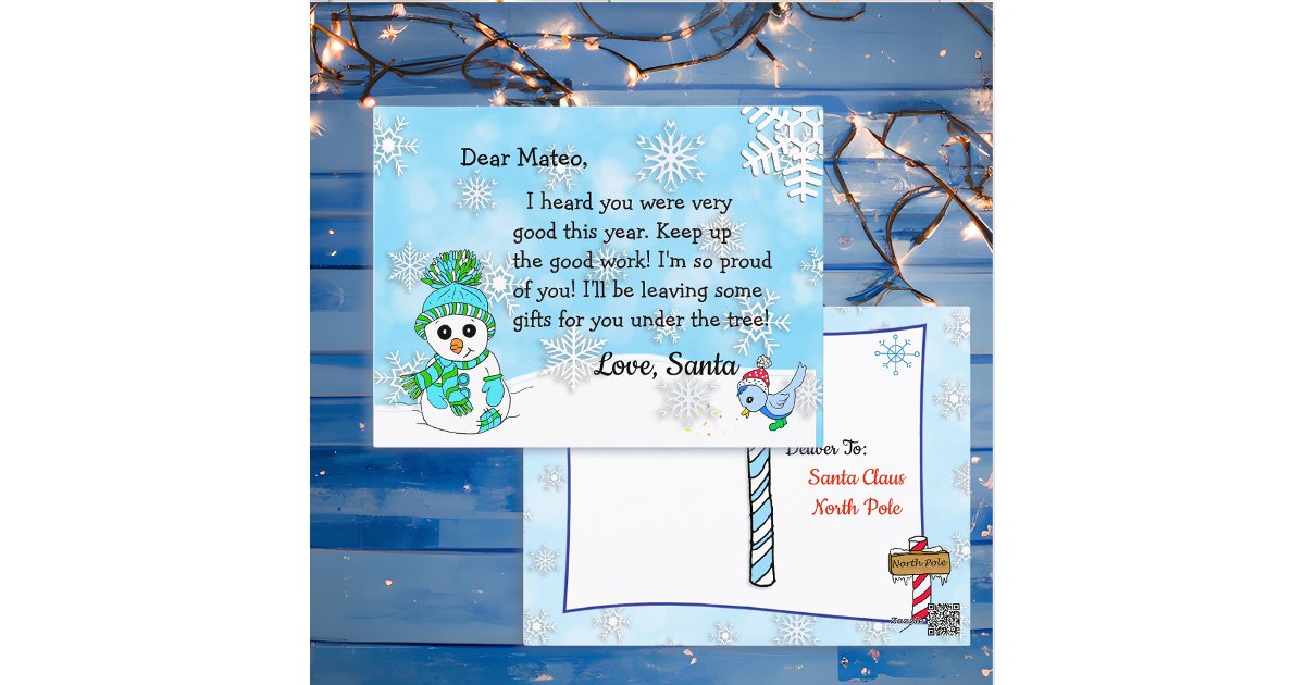 Postcards from Santa: Cute Snowman | Zazzle