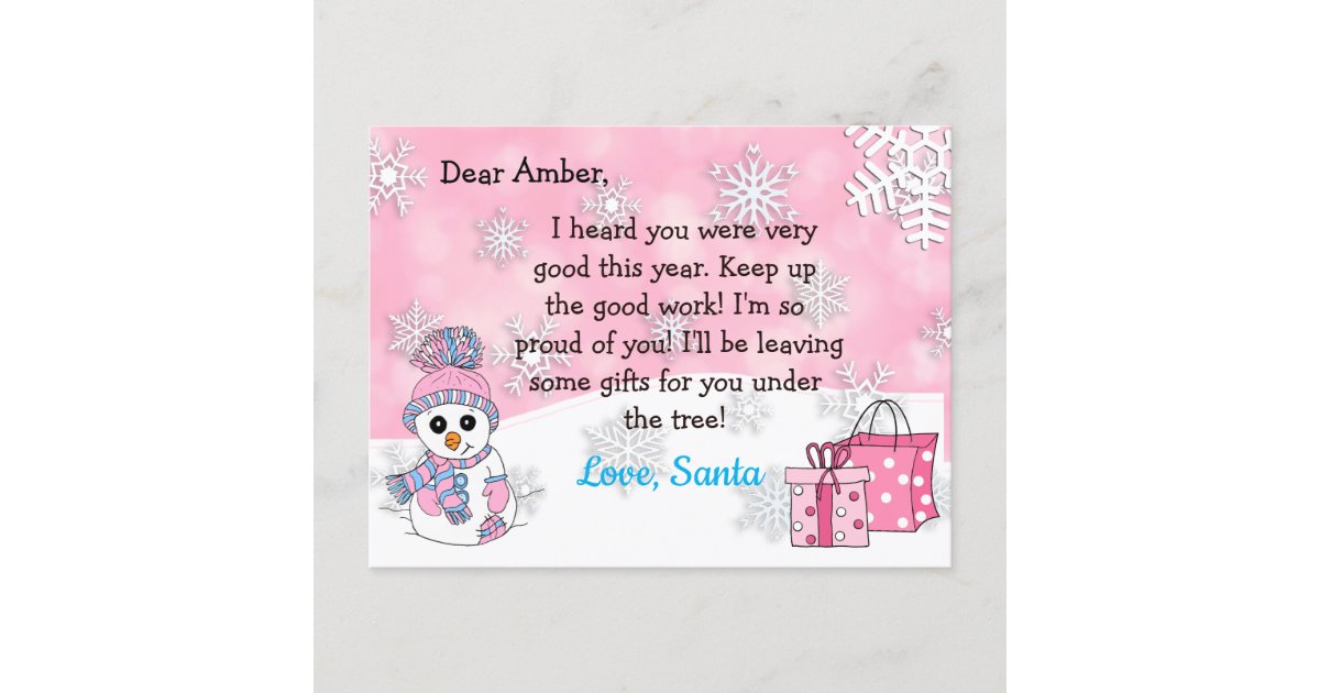 Postcards from Santa: Cute Snowman | Zazzle