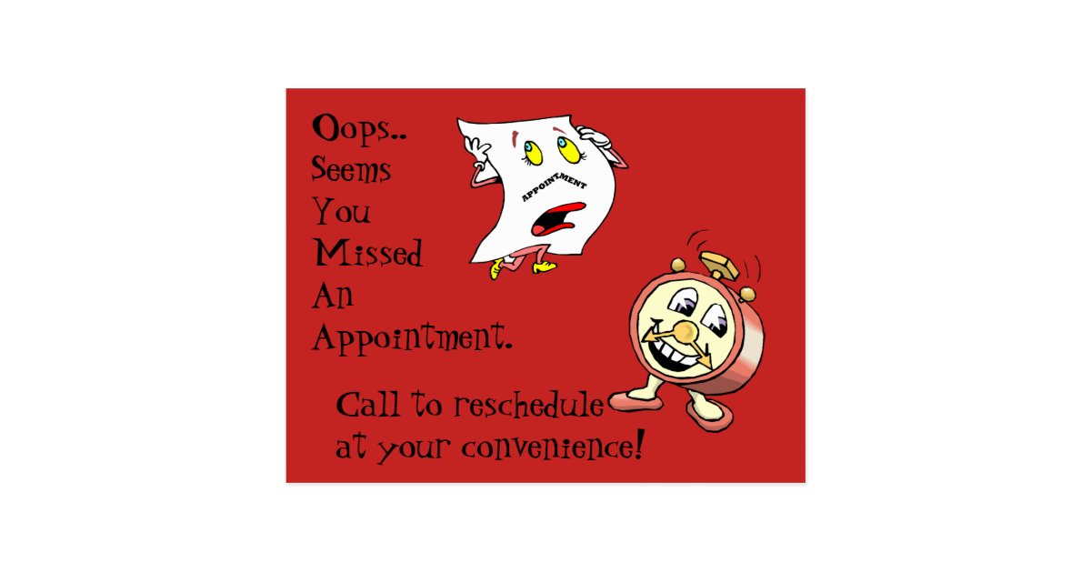 Postcards missed appointment customer contact note | Zazzle.com