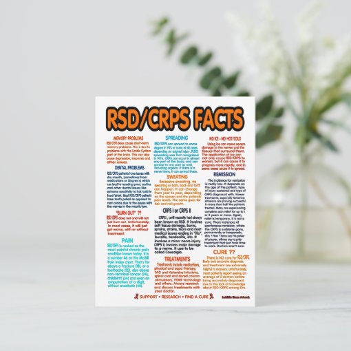 POSTCARDS...RSD/CRPS - Facts Postcard | Zazzle