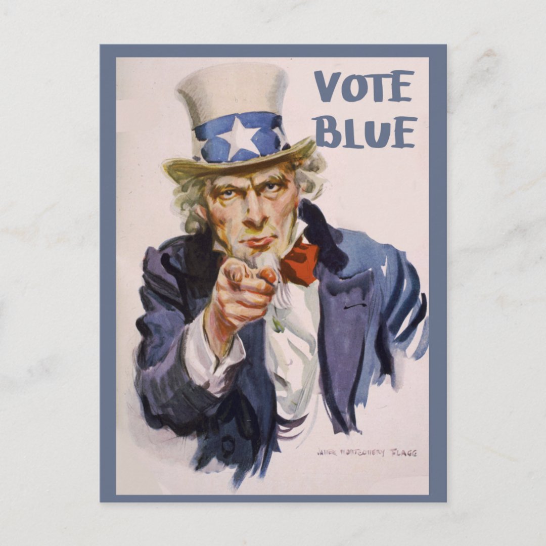 Postcards to Voters UNCLE SAM Vote Blue | Zazzle