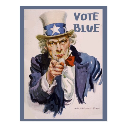 Postcards to Voters UNCLE SAM Vote Blue | Zazzle.com