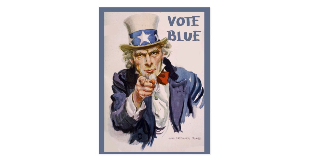 Postcards to Voters UNCLE SAM Vote Blue | Zazzle.com