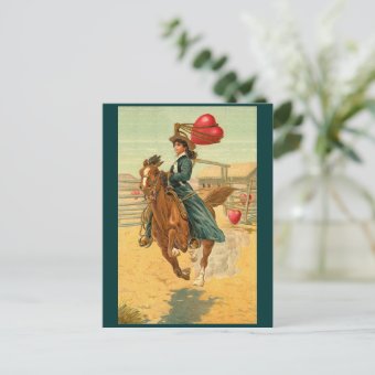 Postcards - Valentine cowgirl horse lasso heart | Zazzle