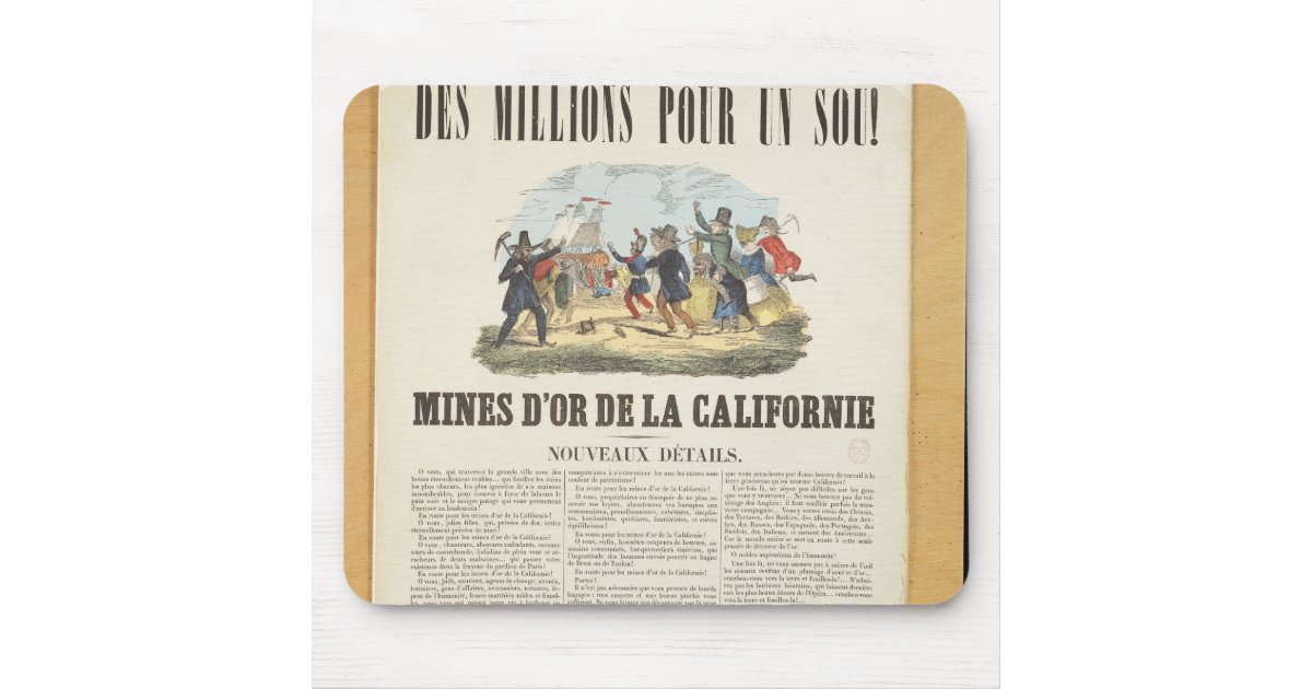 Poster advertising the gold mines in California Mouse Pad | Zazzle