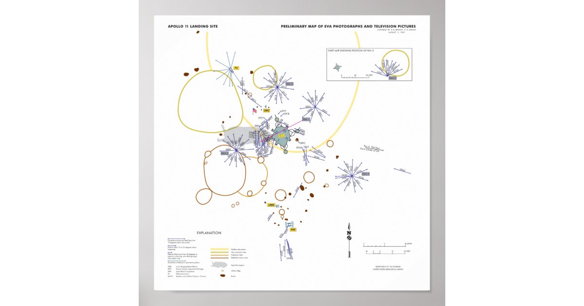 Poster Apollo 11 photo map moonwalk | Zazzle