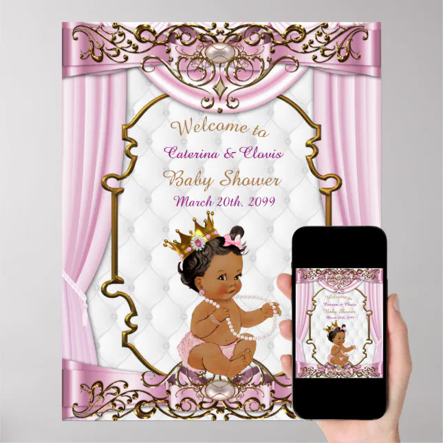 Poster Baby Shower Girl, Princess, pink, 16x20 | Zazzle
