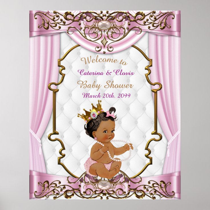 Poster Baby Shower Girl, Princess, pink, 16x20 | Zazzle