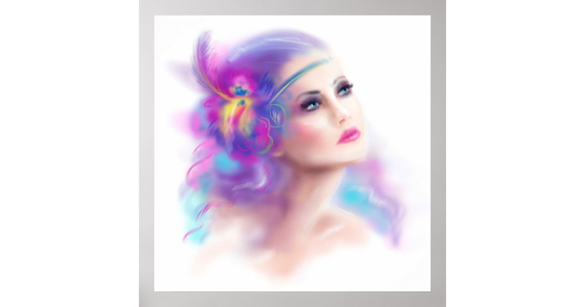 poster beautiful woman portrait | Zazzle