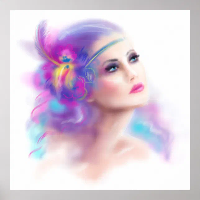 poster beautiful woman portrait | Zazzle