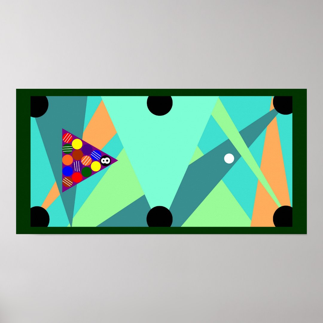 POSTER BILLIARDS Pool Table ABSTRACT Racked&Ready | Zazzle