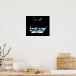 Poster- Blue Relax X-Ray Skeleton Bath Time Poster | Zazzle