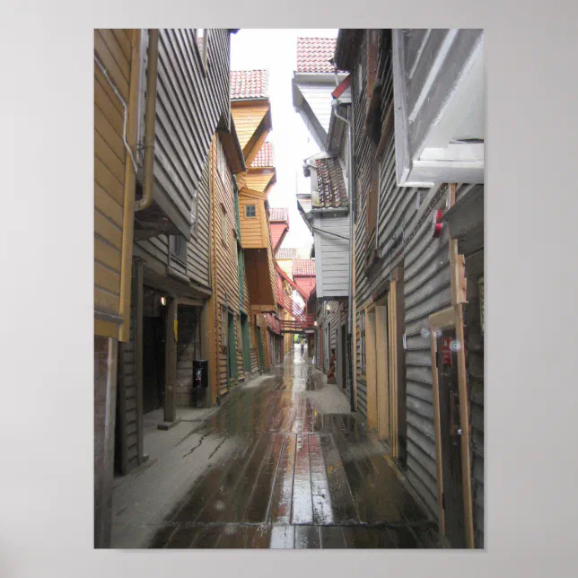 Poster: Bryggen Walkway, Bergen, Norway Poster | Zazzle