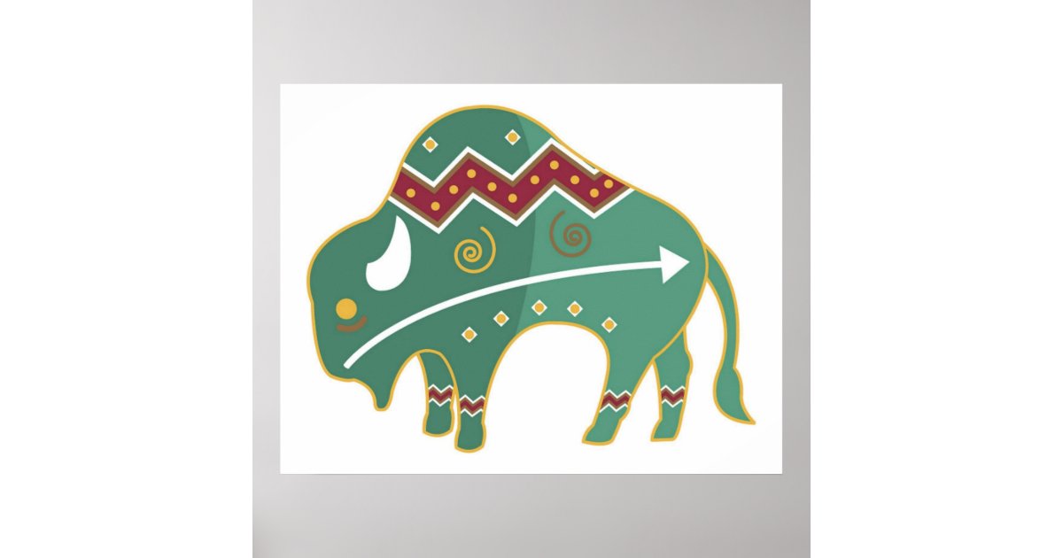 Poster Buffalo Design Native American | Zazzle