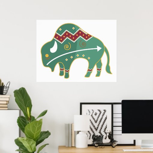 Poster Buffalo Design Native American | Zazzle