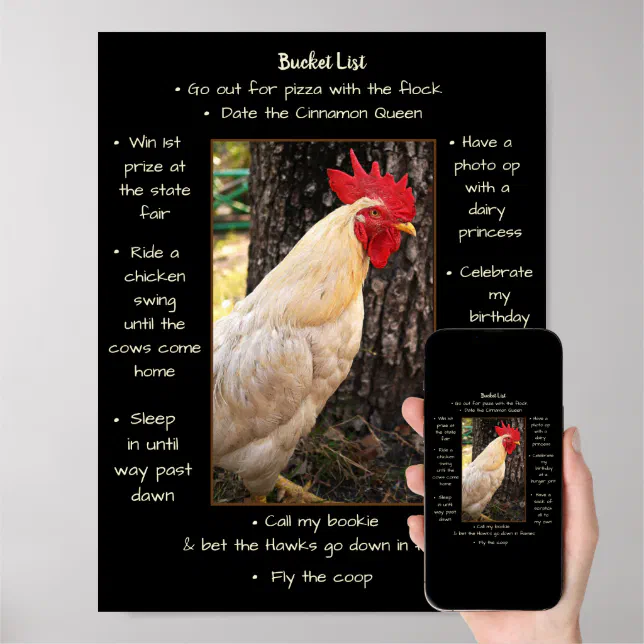 Poster-Chicken Bucket List Poster | Zazzle