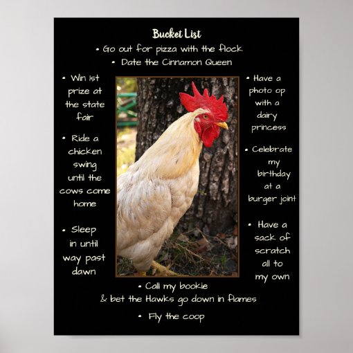 Poster-Chicken Bucket List Poster | Zazzle