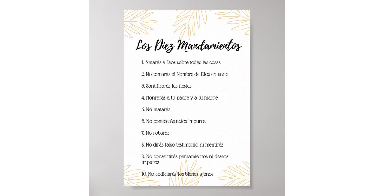 Póster de los 10 mandamientos de la ley de Dios Poster | Zazzle