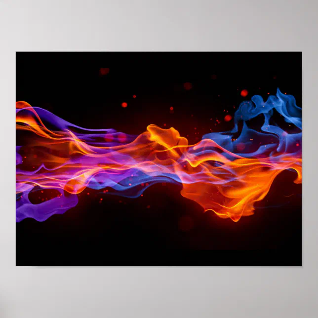 Poster-Flowing Flames Poster | Zazzle