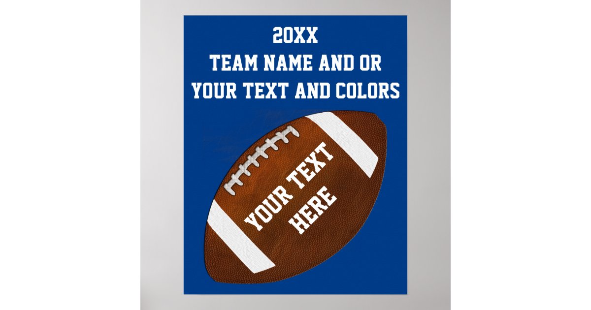 Poster Football with Your TEXT and Team COLORS | Zazzle