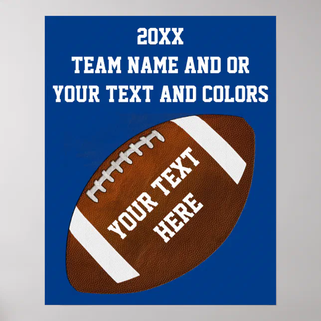 Poster Football with Your TEXT and Team COLORS | Zazzle